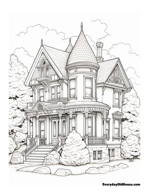 Free Old House Coloring Pages for Adults [Printable] - Everyday Old House